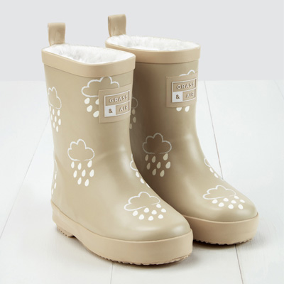 Kids Fleece Lined Wellies - Stone – www.thelittleplace.com